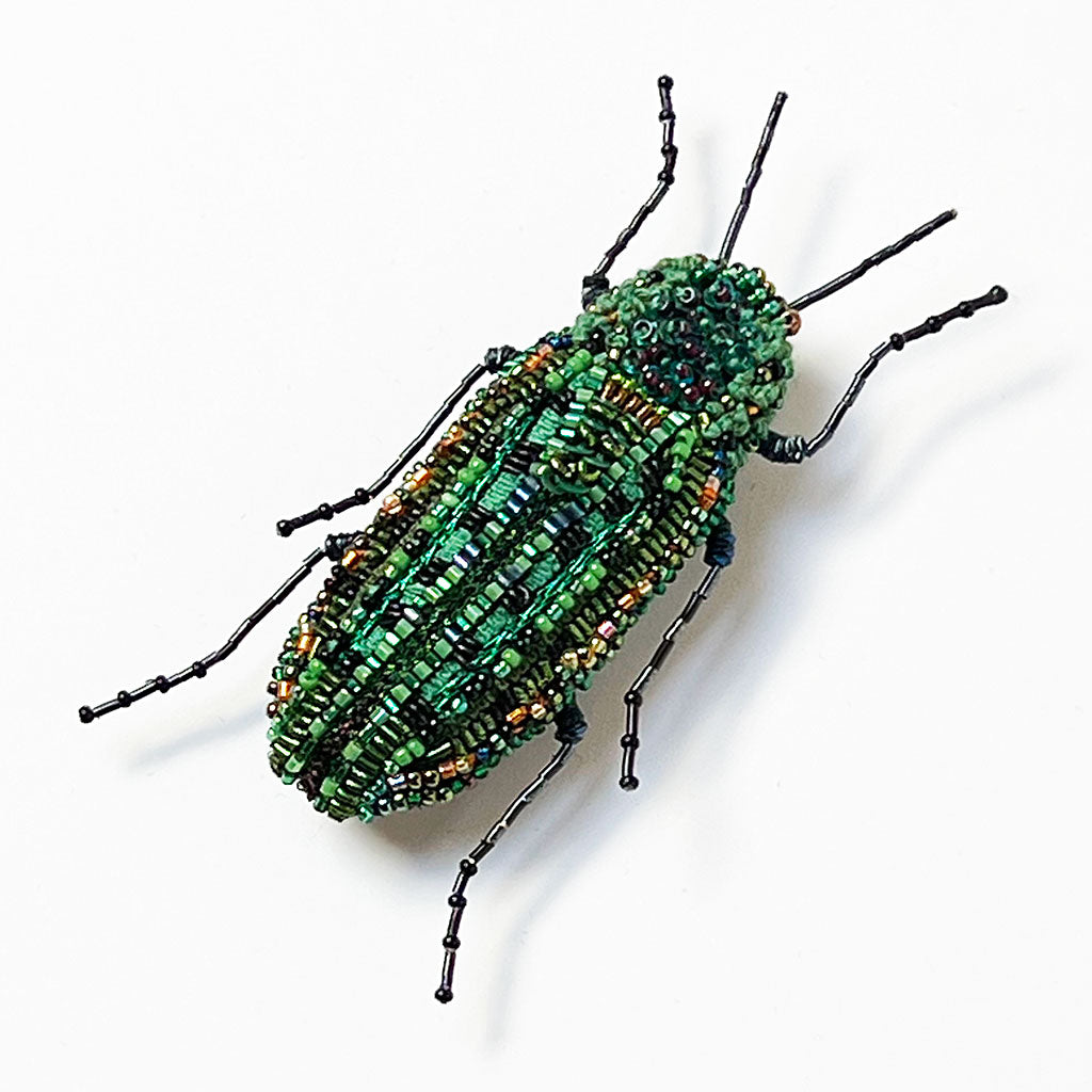Beaded Green Beetle Embroidered Pin by Trovelore – PATCH NYC