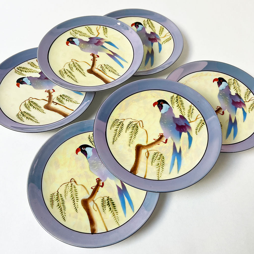 Vintage Hand Painted Parrot Small Plates by Noritake Made in Japan (Se ...