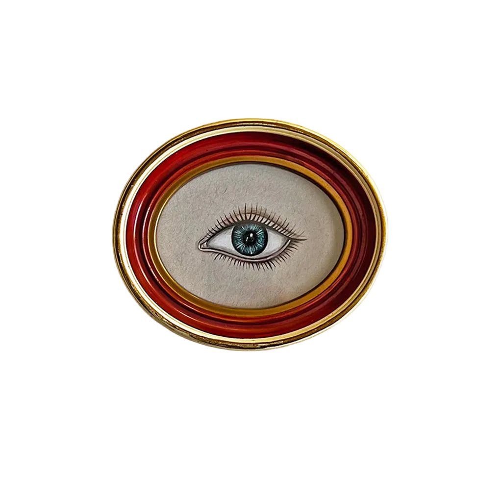 Don Carney Blue Left Eye - Art Print in Vintage Cream, Plum Red & Gold ...