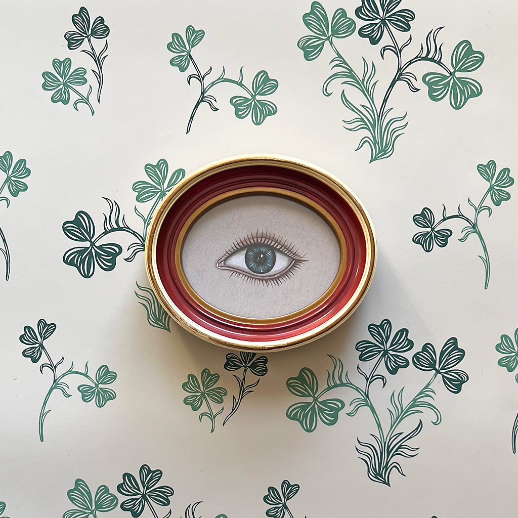 Don Carney Blue Left Eye - Art Print in Vintage Cream, Plum Red & Gold ...