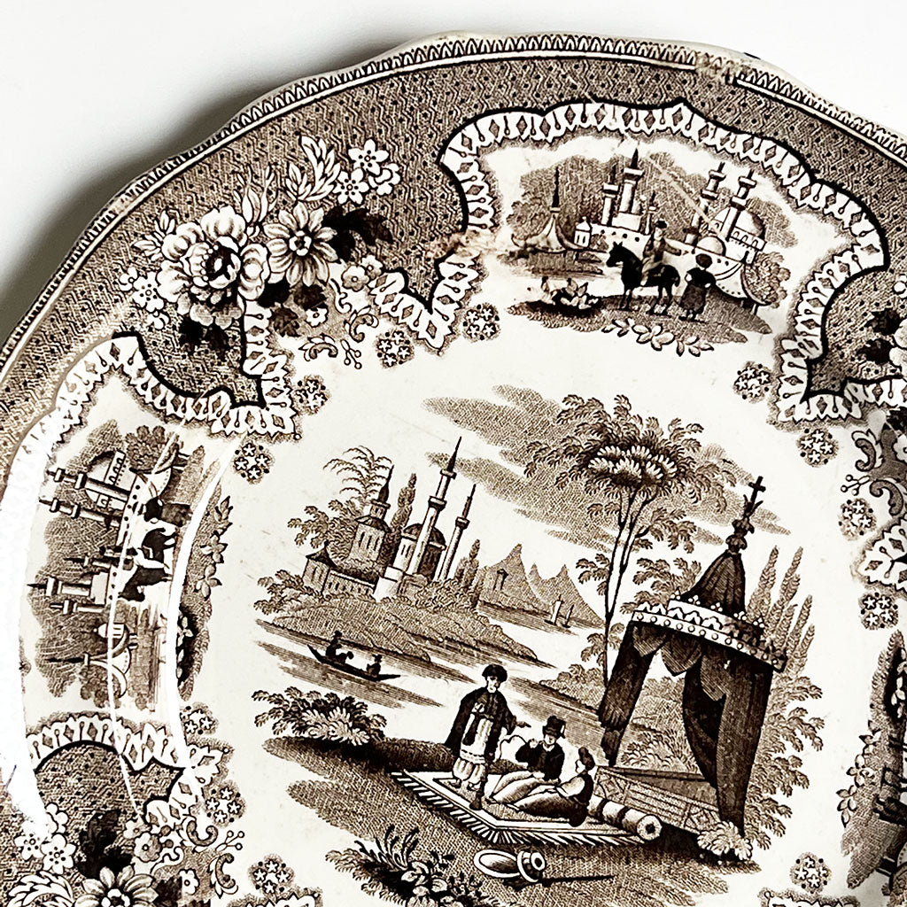 Vintage Brown Transferware Adams & Sons Palestine Plates (Set of 2 ...